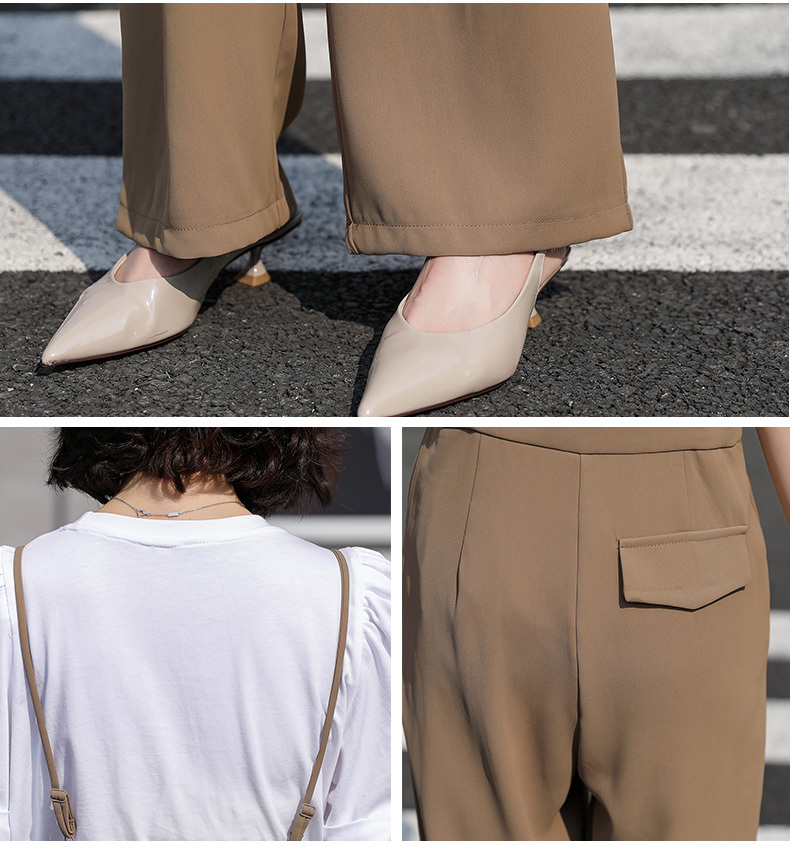 阔腿裤套装女夏季2021年新款吊带长裤韩版高腰直筒裤两件套西装裤[商品下架区批发,妙瑟MS8202]